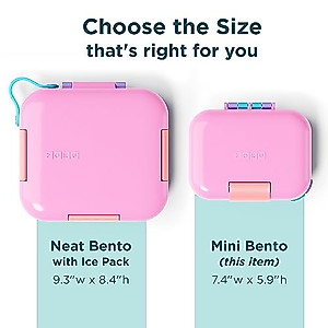 ZOKU - Mini Bento Box for Kids, Stackable, Lightweight, Leakproof, for Children, Kid Friendly Latch, Easy to Clean (Bento Jr) (Pink)