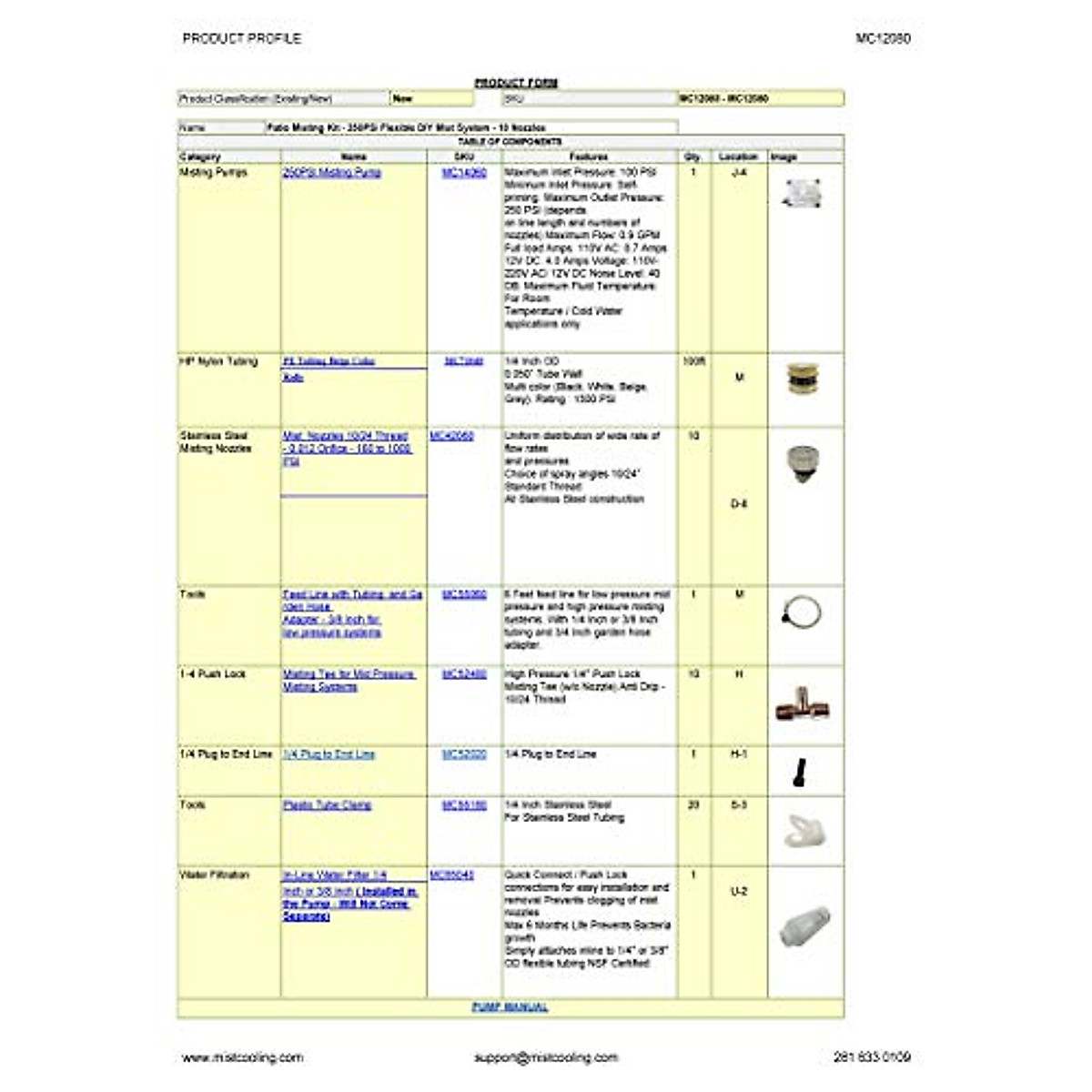 Patio Misting Kit - 250 PSI Patio misting System - Made in USA Pump - Up to 40 Nozzles Misting System - For Residential Misting System - Stainless Steel Misting Nozzles (10 Nozzle System)