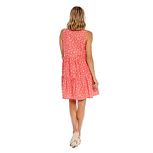 Mud Pie baby girls Women's Mud Pie Brekke Women s Sleeveless Tiered Dress, Coral, Large US