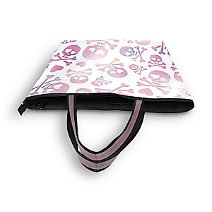 Woman Tote Bag Travel Shoulder Handbags Purple Skull for Work Travel Business Beach