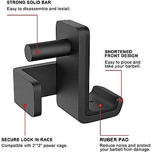 SELEWARE J Hooks for Power Rack, Heavy Duty Barbell J Cups for 2" x 2" Tube Squat Rack with 1" Hole, 1500lbs Capacity, Set of 2