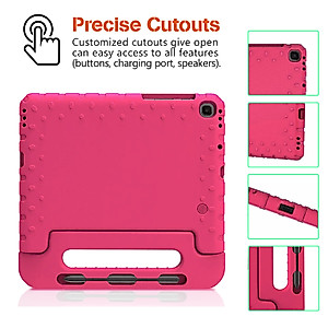SIMPLEWAY Kids Case for Samsung Galaxy Tab S6 Lite 10.4 inch 2024/2020/2022 Release, Model SM-P625/SM-P620, SM-P610/P615, SM-P613/SM-P619, with S Pen Slot Shockproof Light Foldable Handle Rose