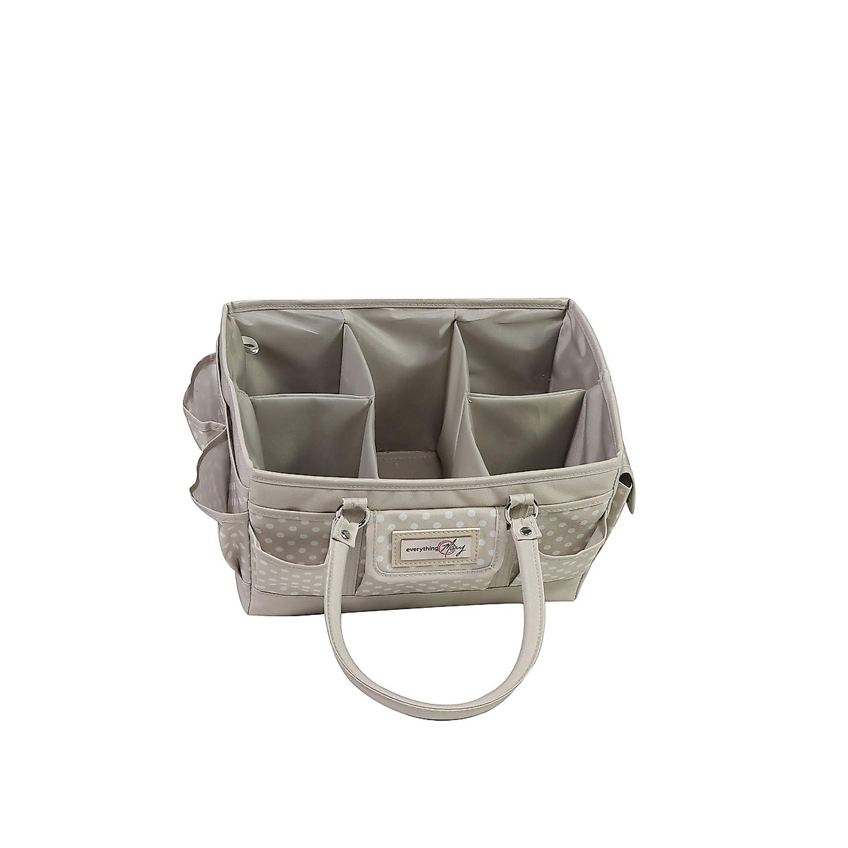Everything Mary Craft Bag Organizer Tote, Tan Dot - Storage Art Caddy for Sewing & Scrapbooking - Crafts Supply Carrier for Supplies & Tools - Organization for School, Medical, Office