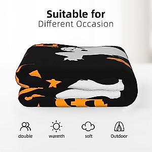 LAKIMCT Halloween Boo Blanket for Couch Bed Throw Blanket, Aesthetic Decorative Blanket for Travel Camping Comfy Blanket, Full Size Blanket, 70x80 inch