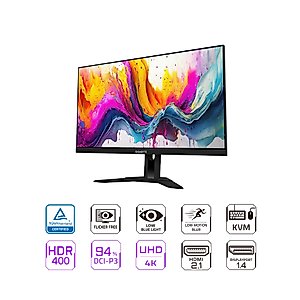 GIGABYTE M28U 28" 144Hz Gaming Monitor, 3840 x 2160 SS IPS Display, 1ms (GTG) Response Time, 9‎4% DCI-P3, VESA Display HDR400, FreeSync Premium Pro, 1x Display Port 1.4, 2x HDMI 2.1 (M28U-SA)