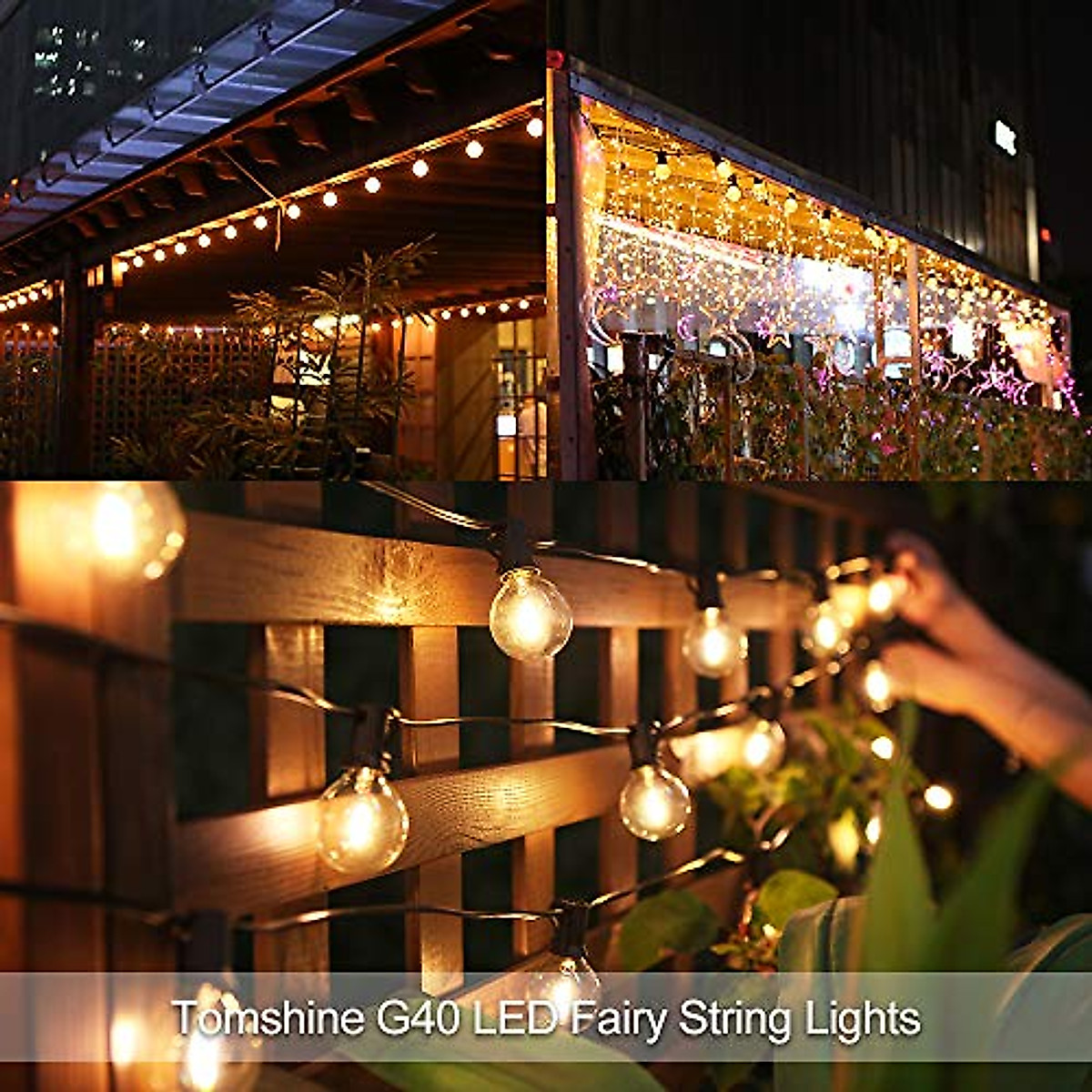 LED Globe G40 Outdoor String Lights, 40Ft Patio Lights with 25+3 Glass Bulbs(1w, 2700k), Commercial Hanging Lights for Backyard Bistro Pergola Party Decor