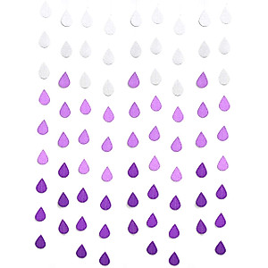 Lauthen.S Raindrop Garland, 38ft Glitter Paper Garland for Baby Shower Birthday Wedding Backdrop Party Hanging Decoration Nursery Home Ornaments Purple