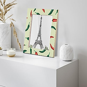 Pardick Chilli Peppers 4x6 Picture Frame, Green Red Wooden Photo Frames for Tabletop and Wall Display, Picture Frame Home Office Decor