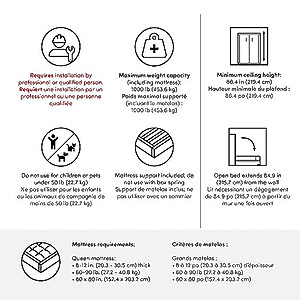 Bestar, Cielo Collection, Queen Murphy Bed with Built-in LED Lights (Bark Grey & White)