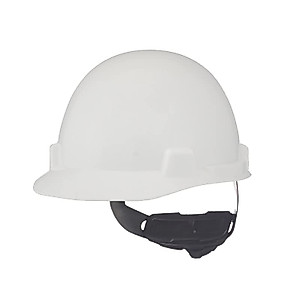 MSA 10074067 SmoothDome Cap Style Safety Hard Hat with Fas-Trac III Ratchet Suspension | Polyethylene Shell, Superior Impact Protection, Self Adjusting Crown Straps - Standard Size in White