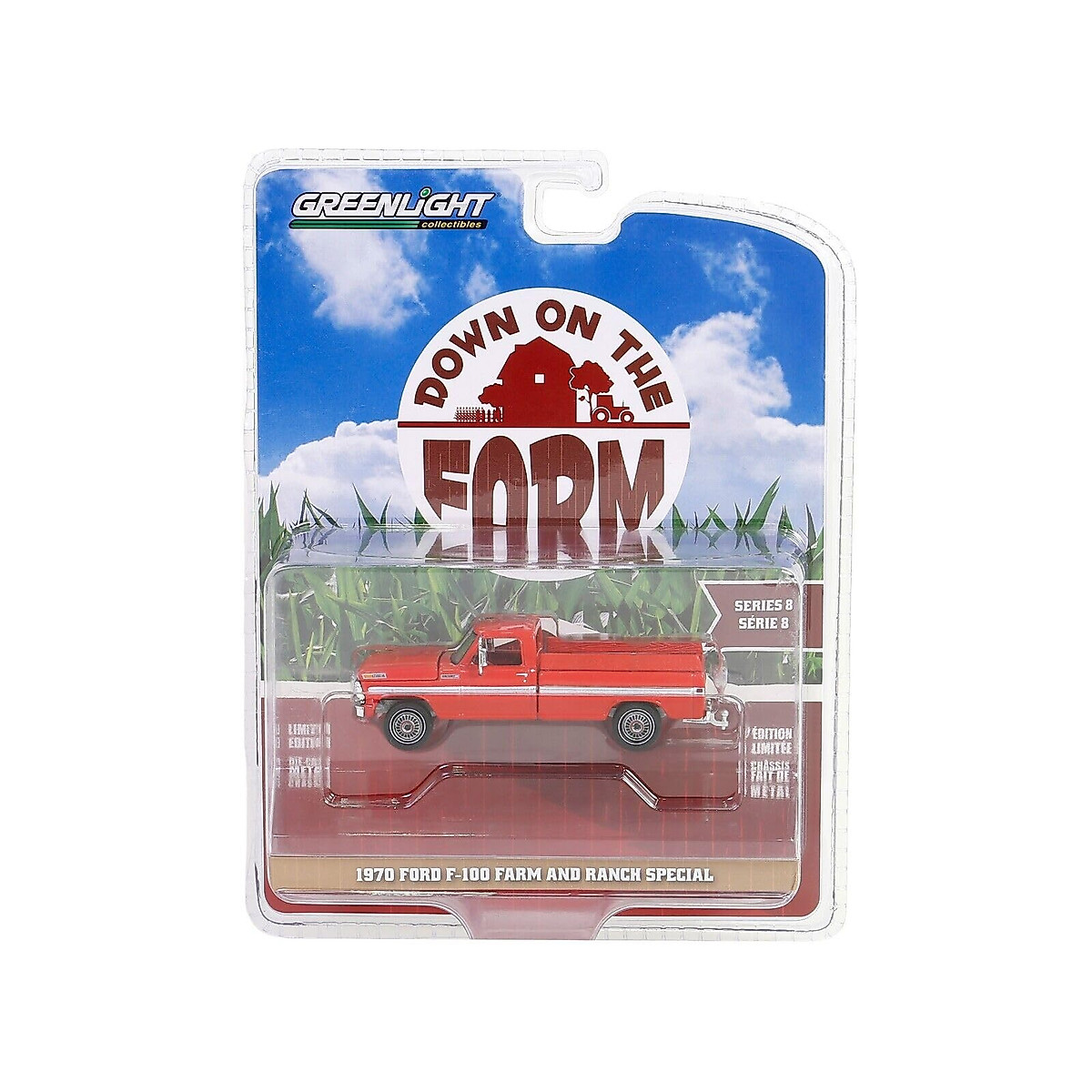 1970 F-100 Pickup Truck Farm and Ranch Special Candy Apple Red with Side Cargo Boards Down on The Farm Series 8 1/64 Diecast Model by Greenlight 48080B