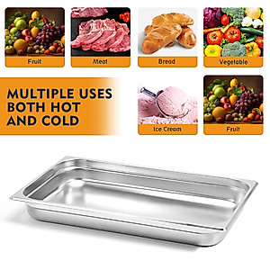 FUSON 4 Pack 1/2 Size 2 1/2 Inch Deep Anti Jam Steam Table Pan, NSF, Commercial 18/8 Stainless Steam Pan, Restaurant, Hotel