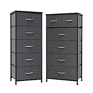 Crestlive Products Vertical Tall Fabric Dressers for Bedroom, Storage Tower - Sturdy Frame, Wood Top & Handles - Organizer Unit for Home Dorm