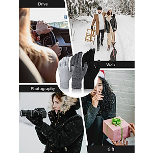 Gaoport 3pairs Winter Knit Gloves Women with Touchscreen fingers Anti-Slip Warm Texting Smart Phone Gloves for Men Cold Weather