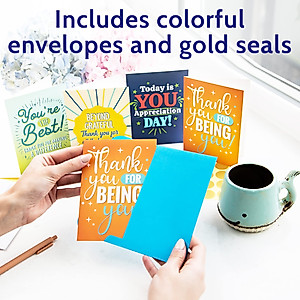 24 Appreciation Cards with Colorful Envelopes and Gold Stickers - Team Gifts, Teacher Gifts Bulk, Volunteer and Employee Appreciation Cards, Gratitude and Encouragement Cards - Boxed Set of Thank You