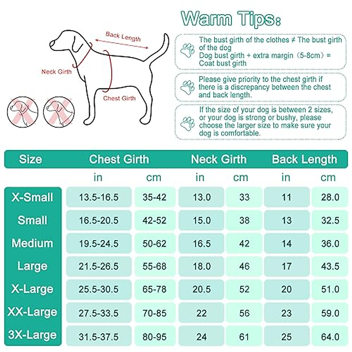 ALAGIRLS Reversible Dog Coat for Cold Weather, Winter Waterproof Dog Vest Jacket, Thick Padded Warm Dog Coat Pet Apparel Outfits with Harness Hole, Turquoise XL