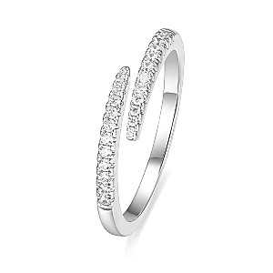 EAMTI 2mm Wedding Bands for Women Open Stackable CZ Cubic Zirconia Engagement Rings Dainty Eternity Band Rings Size 7