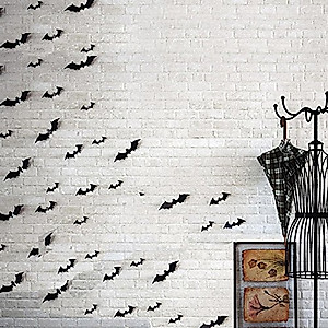DIY Halloween Party Supplies PVC 3D Decorative Scary Bats Wall Decal Wall Sticker, Halloween Eve Decor Home Window Decoration Set, 28pcs, Black