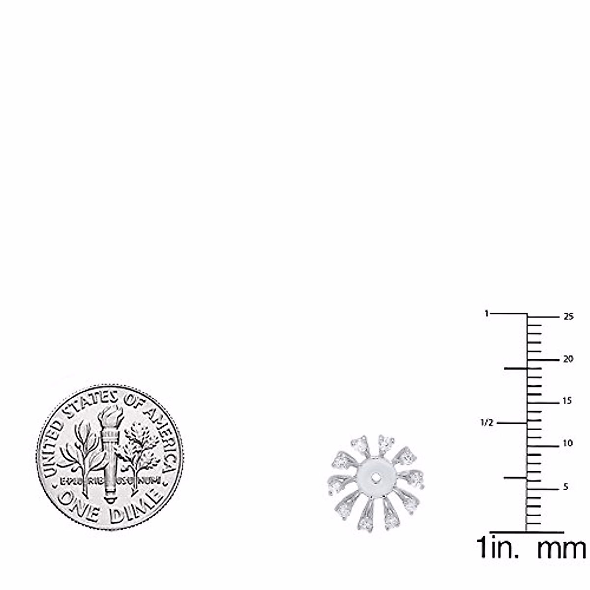 0.15 Carat (ctw) Round Diamond Removable Jackets For Stud Earring (Only 1pc), 14K White Gold