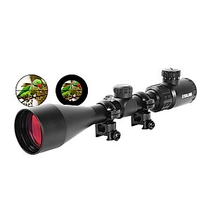ESSLNB 3-9x50mm Airsoft Scope with Red Dot Illuminated Crosshair Reticle Riflescopes for Hunting&Shooting with Locking/Hold Zero Turrets and 2 Free Mount Rings