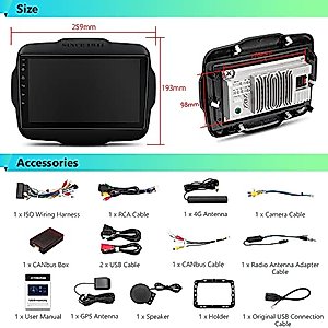 XTRONS Android 12 Car Stereo Radio Player 9 Inch IPS Touch Screen GPS Navigation Octa Core 4GB RAM 64GB ROM Bluetooth Head Unit 5GHz WiFi 4G LTE Built-in DSP Car Play Android Auto for Jeep Renegade
