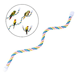 ＫＬＫＣＭＳ Colorful Bird Rope Perch Hanging Stand Climbing Rope for Parrot Budgies Parakeets Cockatiels, 23.6inch Length