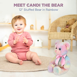 Bearington Candi Rainbow Plush Stuffed Animal Teddy Bear, 12 inches