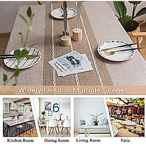 Deep Dream Tablecloths, Stitching Tassel Table Cloth, Linens Wrinkle Free Anti-Fading,Table Cover Decoration for Kitchen Dinning Christmas (Rectangle/Oblong, 55''x86'',6-8 Seats, Light Coffee)