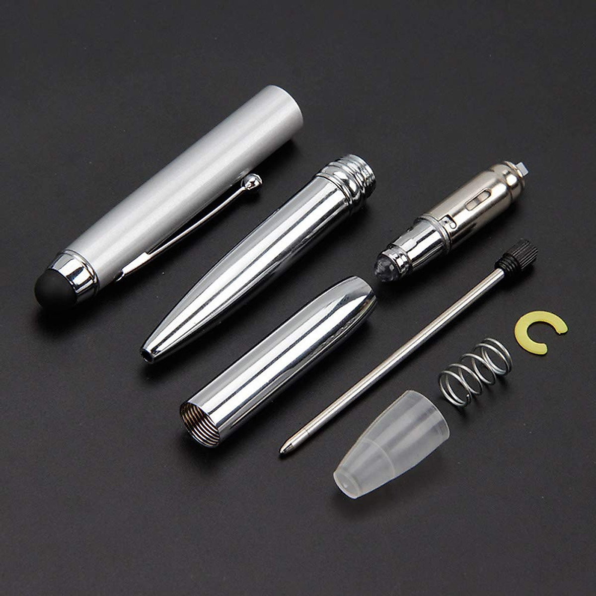 DSstyles Stylus Pen Universal Touch Screen Capacitive Stylus with Ballpoint Pen/LED Light for Phone Pad Tablet, White