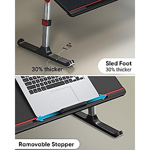 Laptop Desk for Bed with LED Table Lamp, NEARPOW XXL Laptop Bed Tray Desk for Laptop and Writing, Adjustable Bed Table Bed Desk Laptop Stand for Bed or Sofa with Anti-Slip Leather, Removable Stopper