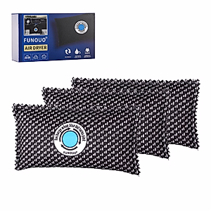 FUNOUO 200g Rechargeable Silica Gel Desiccant Pack of 3,Moisture absorbers for storage,Moisture absorbers Bag,Desiccant Dehumidifier bag,Dehumidifier for Home Closets,Gun Safe, and Cars