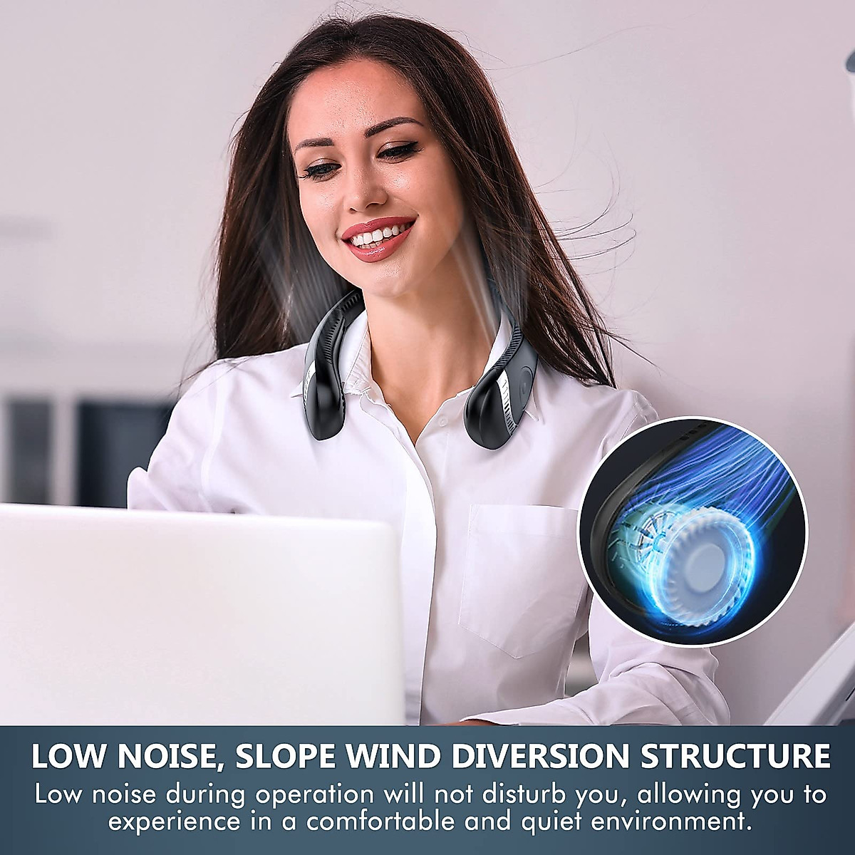 Neck Fan, Portable Foldable Bladeless Neck Fan, 4000 mAh Rechargeable Battery, Intelligent Digital Display, 3 Speeds Adjustable Folding Neck Fan USB Powered Hands Free Fan (Black) (Pink)