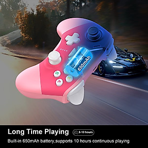 Paton Wireless Switch Controller for Nintendo Switch/Lite/OLED/Windows/Android/IOS Devices Controller, Bluetooth Controllers for Nintendo Switch with Vibration, Motion, Turbo and LED Light-Pink