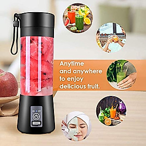 Portable Blender, Personal Blender for Shakes and Smoothies, Personal Size Blenders with USB Rechargeable Mini Fruit Juice Mixer, Mini Juicer Smoothie Blender Bottles Travel 380ML, Blue