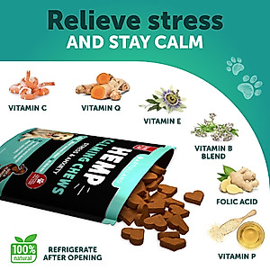 Artullano Hemp Calming Chews for Dogs - Advanced Dog Calming Treats - Dog Calming Chews - Anxiety Relief Treats - Thunderstorms, Separation Aid, Barking, Stress Relief - Hemp Oil - 70 Chews