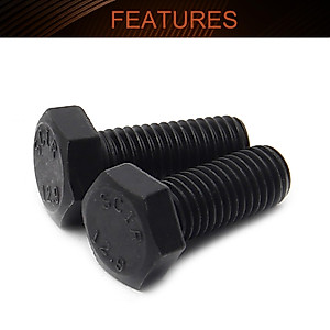 MroMax 2Pcs M12 x 30mm Left Hand Hex Bolt, Carbon Steel Grade 12.9, Black Oxide Finish, Full Thread, Hexagon Head Bolts for Furniture Repair