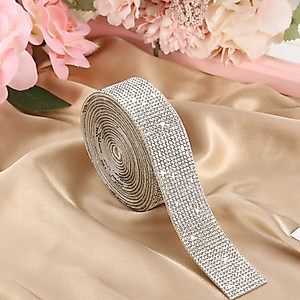 Self Adhesive Rhinestone Strips Diamond Bling Crystal Ribbon Sticker Wrap for Craft Jewel Tape Roll with 2 mm Rhinestones for DIY Car Phone Christmas Decoration (Silver,1.06 Inch x 3 Yards)