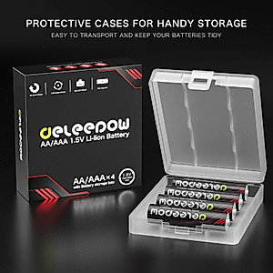Deleepow Rechargeable AAA Batteries 1.5V Lithium 1200mWh, Lithium AAA Rechargeable Batteries 4-Pack 1.5V 1500 Cycle (Only Battery)