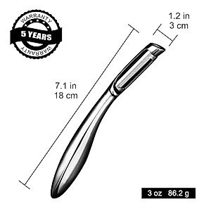 Premium Potato Peeler Stainless Steel, Vegetable Peeler for Kitchen, Ultra Sharp Blade, I Peeler, Ergonomic Non-Slip Handle Veggie Peelers for Kitchen, Fruit & Cucumber Peeler - 5 Years of Warranty
