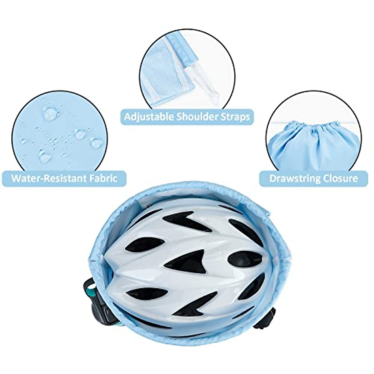 WANDF Drawstring Backpack with Shoulder Pad Sports Gym Backpack with Mesh Pocket String Bag for Women Men(Blue)