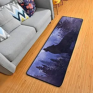 Howling Wolf Kitchen Rugs Non-Slip Soft Doormats Bath Carpet Floor Runner Area Rugs for Home Dining Living Room Bedroom 72" X 24"