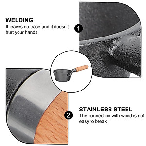 Tofficu Hot Oil Pan Non Stick Small Cast Iron Pot Butter Warmer Pot Mini Cast Iron Skillet Small Oil Heating Pan Melting Pot Ceramic Nonstick Pan Oil Heating Pot Enamel Small Eggs Wooden