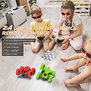 Fixget Remote Control Car RC Car, 4WD 2.4 GHz Remote Control Stunt Car Toys Double Sided Rotating Vehicles 360°Flips, Kids Outdoor Indoor Toys Birthday Gift for Boys Girls (Included Battery)