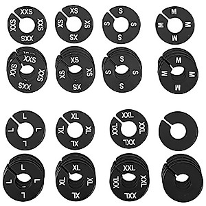 NAHANCO CBWKIT4 Black Round Clothing Size Divider with White Print for Home or Clothing Store, XXS-XXL, Kit of 40 (7 Sizes and Blank, 5 of Each)