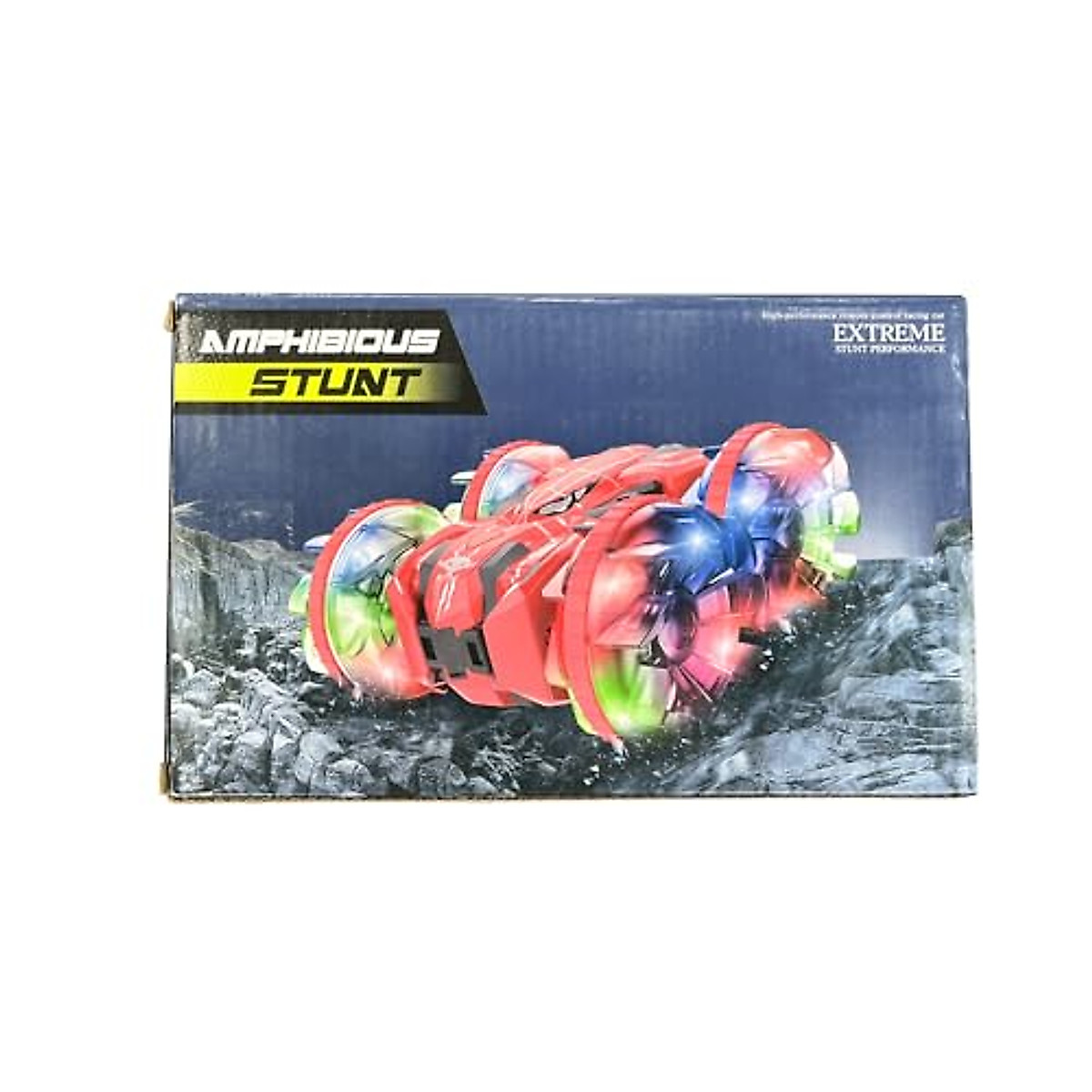 fygurso Waterproof Remote Control Car，4WD Amphibious 2.4 GHz RC Car Remote Control Boat，360°Rotation RC Stunt with LED Lights，Boys Girls Gifts All Terrain Water Beach Pool Toy