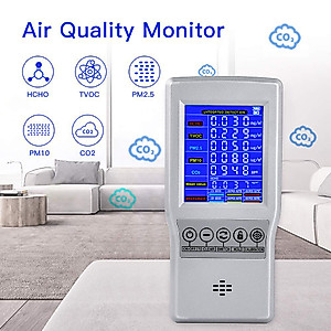 Air Quality Monitor BIAOLING Accurate Tester for CO2 Formaldehyde(HCHO) TVOC PM2.5/PM10 Multifunctional Air Gas Detector Real Time Data&Mean Value Recording for Home Office and Various Occasion
