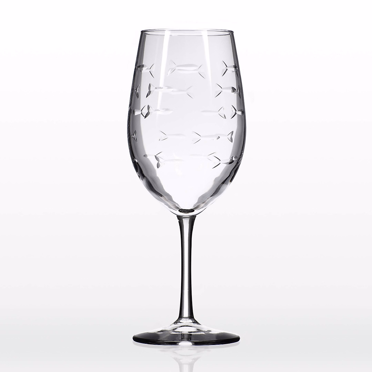 Rolf School of Fish Engraved Huge Wine Glass | 18 oz Oversized Wine Glass | For White Wine or Red Wine | Clear Glass