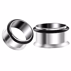 BIG GAUGES Pair of 316L Surgical Steel 3/4 19mm Single Flared Flesh Tunnel Plugs Piercing Jewelry Stretcher Ear Earring Lobe BGST 10707