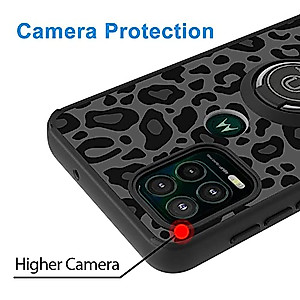 KANGHAR Moto G Stylus 5G 2021 Case, Leopard Design, Tire Texture Non-Slip, Shockproof Rugged TPU with Kickstand & Phone Ring Holder