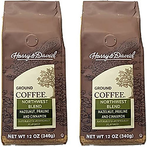 Harry & David Ground Coffee Northwest Blend with Hazelnut, Praline, and Cinnamon 12oz bag 2-PACK